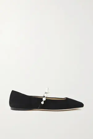 JIMMY CHOO Ade Embellished Ballet Flats - Black