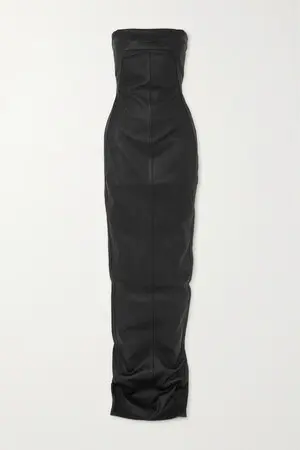Rick Owens Strapless Stretch Leather And Cotton-blend Gown - Black