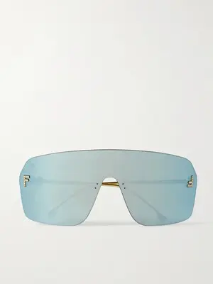 Fendi First Crystal-embellished Aviator Sunglasses - Gold