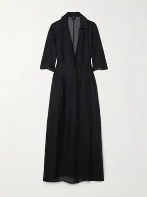 Givenchy Silk And Linen-blend Maxi Dress - Black
