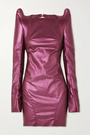 Rick Owens Cutout Coated-denim Mini Dress