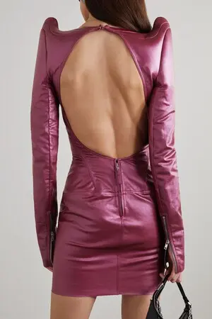 Rick Owens Cutout Coated-denim Mini Dress