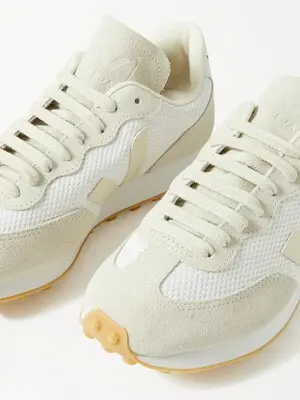 VEJA Rio Branco Paneled Suede And Mesh Trainers - White