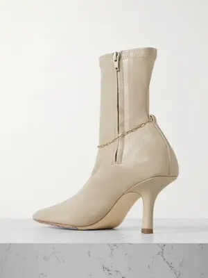 Burberry Chain-embellished Leather Ankle Boots