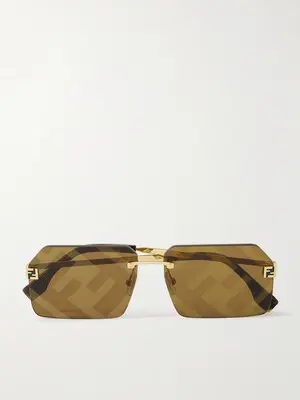 Fendi Sky Rimless Rectangle-frame Sunglasses - Gold