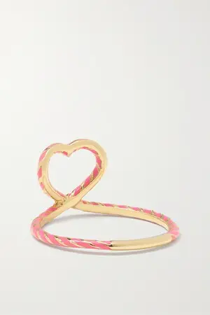 Alison Lou Heart Streamer 14-karat Gold And Enamel Ring