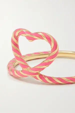 Alison Lou Heart Streamer 14-karat Gold And Enamel Ring