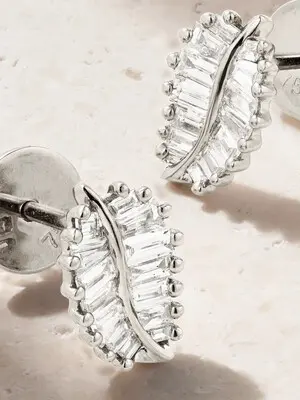 ANITA KO Palm Leaf 18-karat Diamond Earrings
