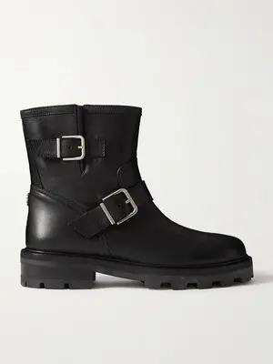 JIMMY CHOO Youth Ii Buckled Leather Ankle Boots