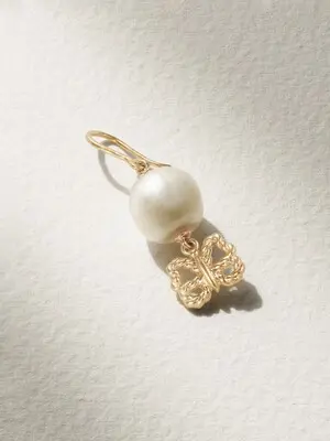 Alison Lou Butterfly Streamer 14-karat Pearl Single Earring - Gold
