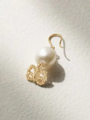 Alison Lou Butterfly Streamer 14-karat Pearl Single Earring