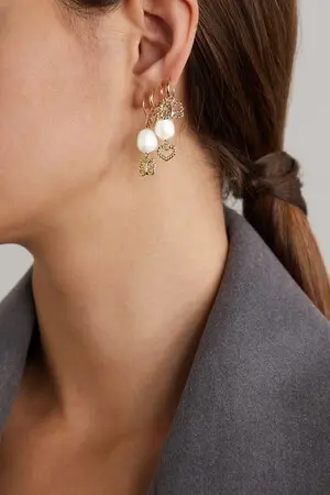 Alison Lou Butterfly Streamer 14-karat Pearl Single Earring