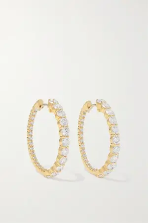 Melissa Kaye Lenox Small 18-karat Diamond Hoop Earrings - Gold