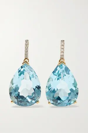 Mateo 14-karat Gold, Topaz And Diamond Drop Earrings - Blue