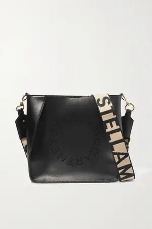 Stella McCartney Perforated Vegetarian Leather Shoulder Bag - Black