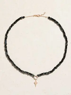 DIANE KORDAS 14-karat Rose Bead And Diamond Necklace - Gold