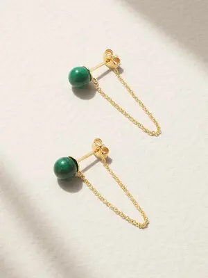 Mateo 14-karat Gold Malachite Stud Earrings - Green