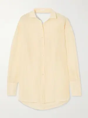 Givenchy Draped Open-back Silk And Linen-blend Shirt