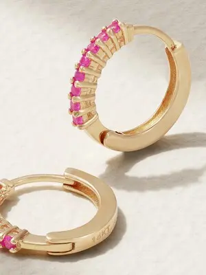 Mateo 14-karat Gold Sapphire Hoop Earrings