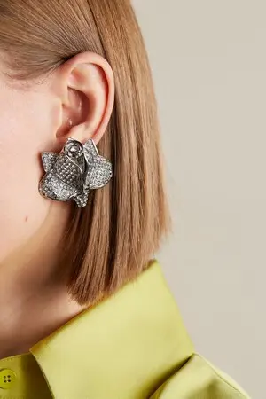 Alessandra Rich Crystal Rose Clip-on Earrings