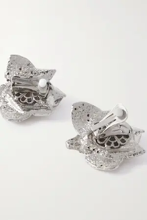 Alessandra Rich Crystal Rose Clip-on Earrings
