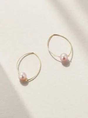 Mizuki 14-karat Pearl Hoop Earrings - Gold