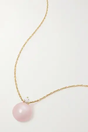 Mizuki 14-karat Gold, Pearl And Diamond Necklace - Pink