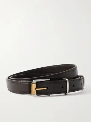 THE ROW Metallic Loop Leather Belt - Brown