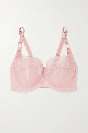 KATHERINE HAMILTON Priya Embroidered Tulle And Satin Underwired Bra - Pink