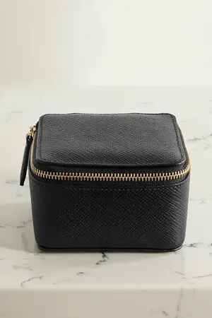 Smythson Panama Textured-leather Trinket Case - Black