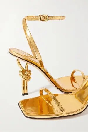 Bottega Veneta Knot Metallic Leather High Heel Sandals