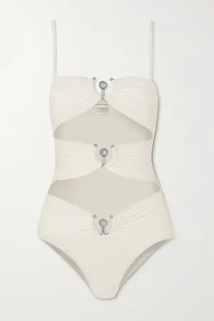 Christopher Esber Embellished Cutout Swimsuit - White