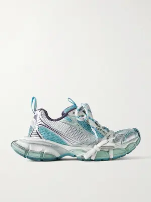 Balenciaga 3xl Leather-trimmed Mesh And Rubber Sneakers - Blue
