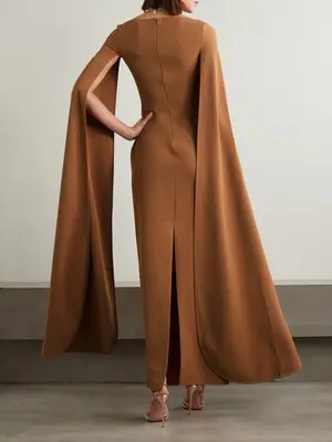 Solace London Sadie Cape-effect Crepe Gown