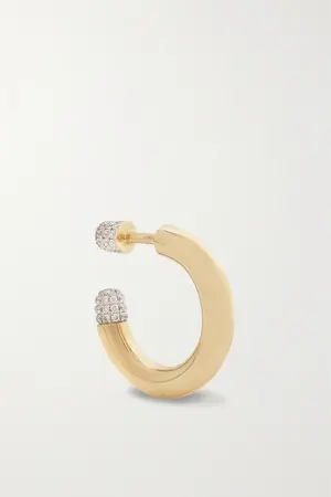RAINBOW K Small Tube 9-karat Diamond Hoop Earring - Gold