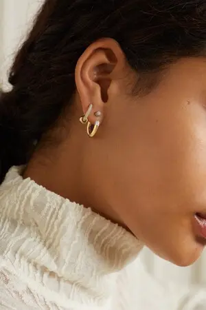 RAINBOW K Small Tube 9-karat Diamond Hoop Earring