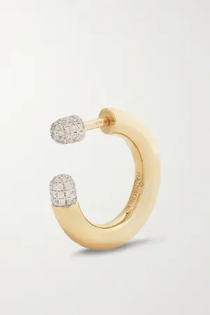 RAINBOW K Small Tube 9-karat Diamond Hoop Earring