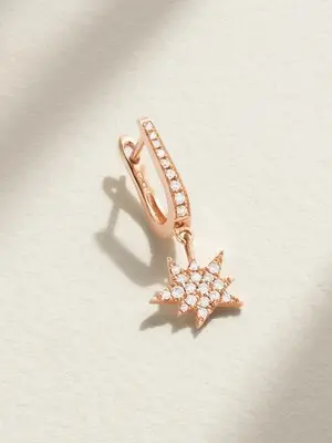 DIANE KORDAS 18-karat Rose Diamond Hoop Earring - Gold