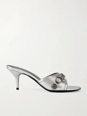 Balenciaga Cagole Metallic Leather Mules