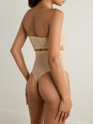 Commando Luxe Control Stretch Mesh-trimmed Tech-jersey Thong