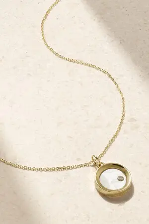 Mateo 14-karat Gold, Pearl And Diamond Medallion Necklace - White