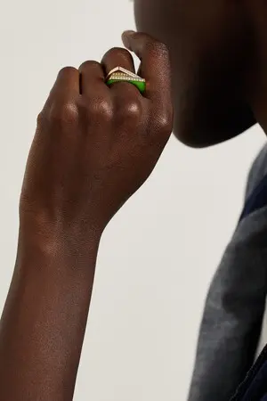 RAINBOW K Handcuff 14-karat Diamond And Enamel Ring
