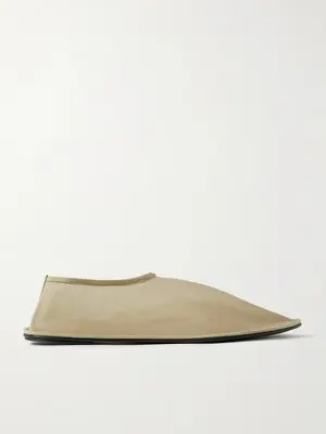 THE ROW Sock Leather-trimmed Mesh Flats