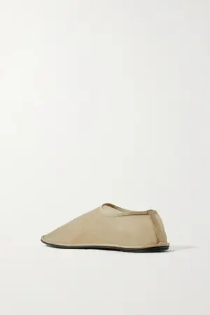 THE ROW Sock Leather-trimmed Mesh Flats