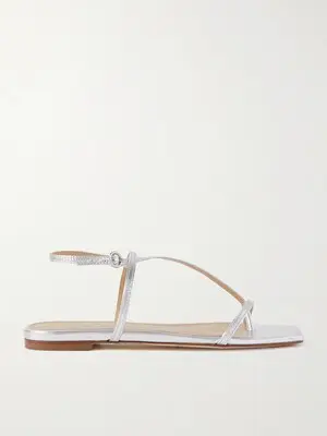 AeydĒ Ella Metallic Leather Sandals - Silver