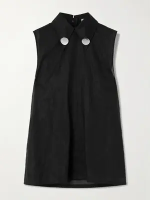 JIL SANDER Sleeveless Cotton-voile Top - Black