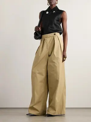 JIL SANDER Sleeveless Cotton-voile Top - Black
