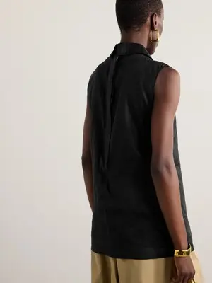 JIL SANDER Sleeveless Cotton-voile Top - Black