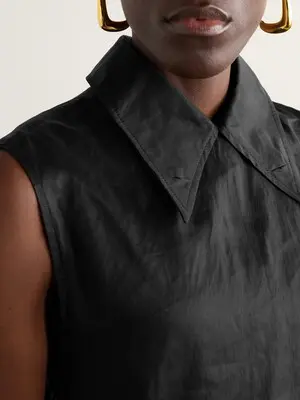 JIL SANDER Sleeveless Cotton-voile Top - Black