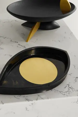 L'Objet Kelly Behun Wide Eye Resin, Shell, And Brass Tray